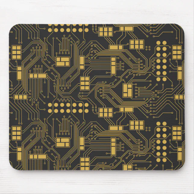 Circuit board - Black and Gold Mouse Pad | Zazzle