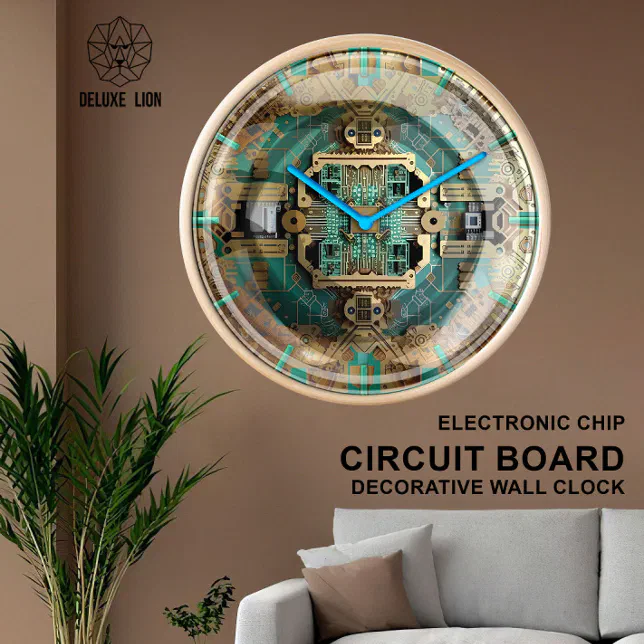 Circuit board decorative Clock, Motherboard Large Clock | Zazzle