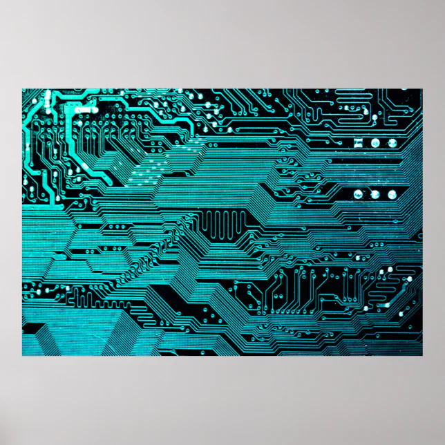 Circuit board. Electronic computer hardware techno Poster | Zazzle