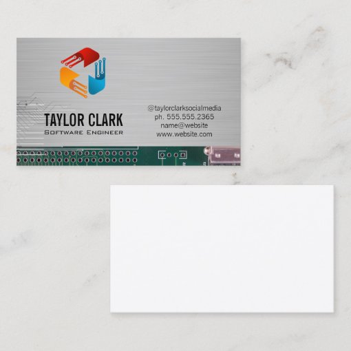 Circuit Board Hardware Engineer | Modern Tech Logo Business Card | Zazzle