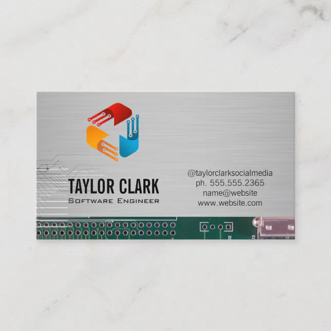 Circuit Board Hardware Engineer | Modern Tech Logo Business Card | Zazzle