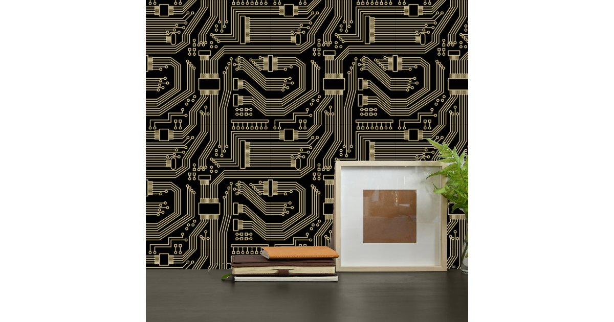 Circuit Board Pattern Gold ID245 Wallpaper | Zazzle