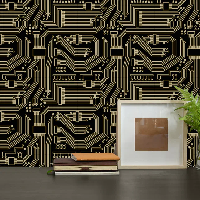 Circuit Board Pattern Gold ID245 Wallpaper | Zazzle