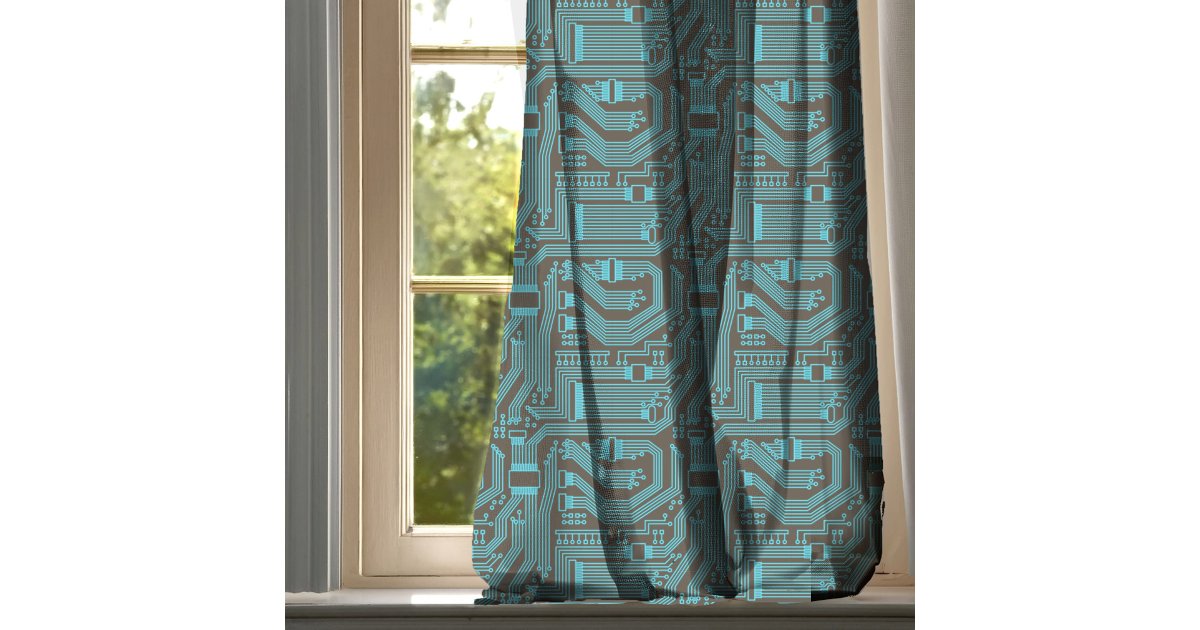 Circuit Board Pattern Turquoise ID245 Blackout Curtains | Zazzle