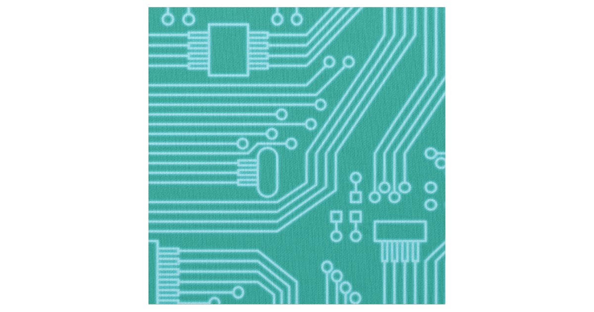 Circuit Board Pattern Turquoise ID245 Fabric | Zazzle