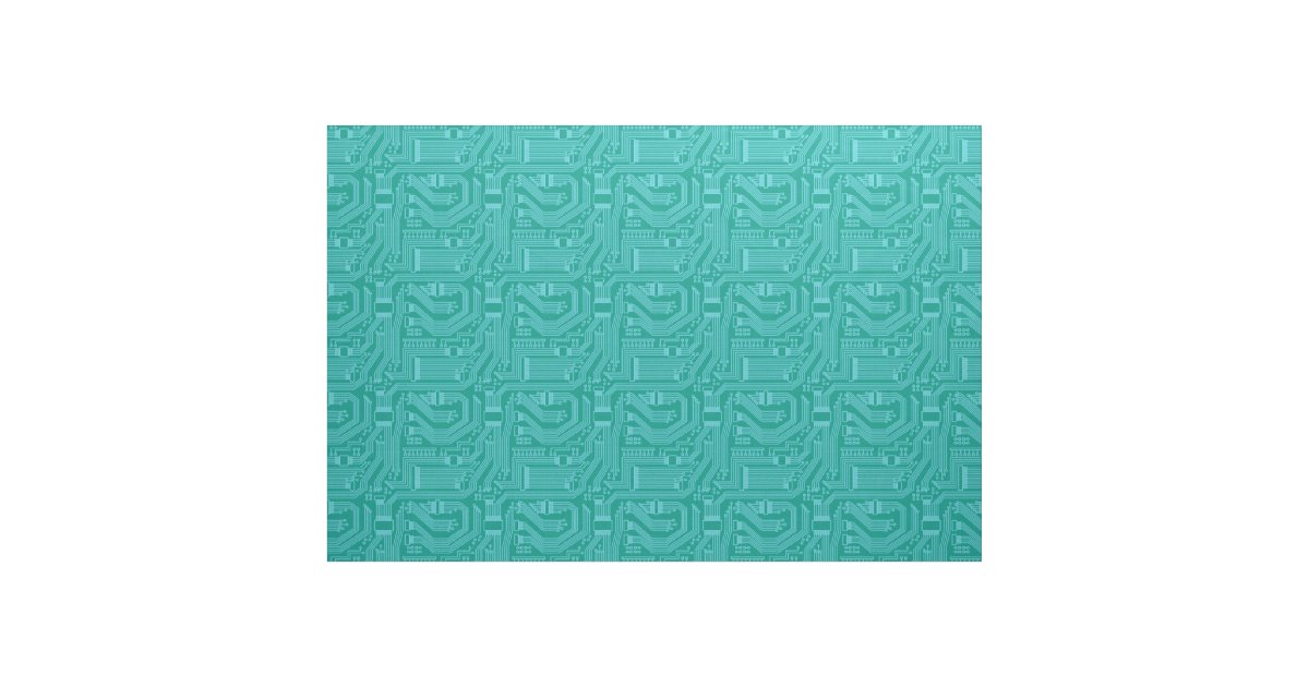 Circuit Board Pattern Turquoise ID245 Fabric | Zazzle