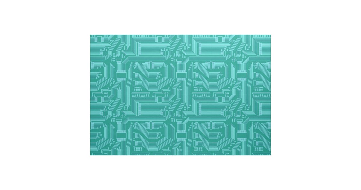 Circuit Board Pattern Turquoise ID245 Fabric | Zazzle