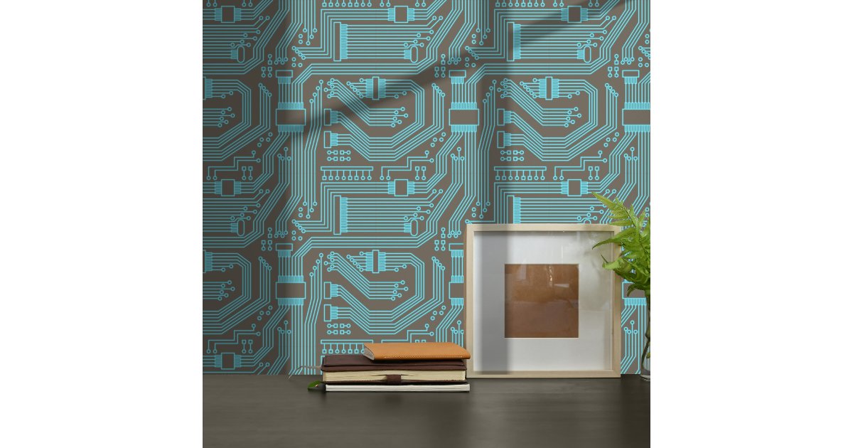 Circuit Board Pattern Turquoise ID245 Wallpaper | Zazzle