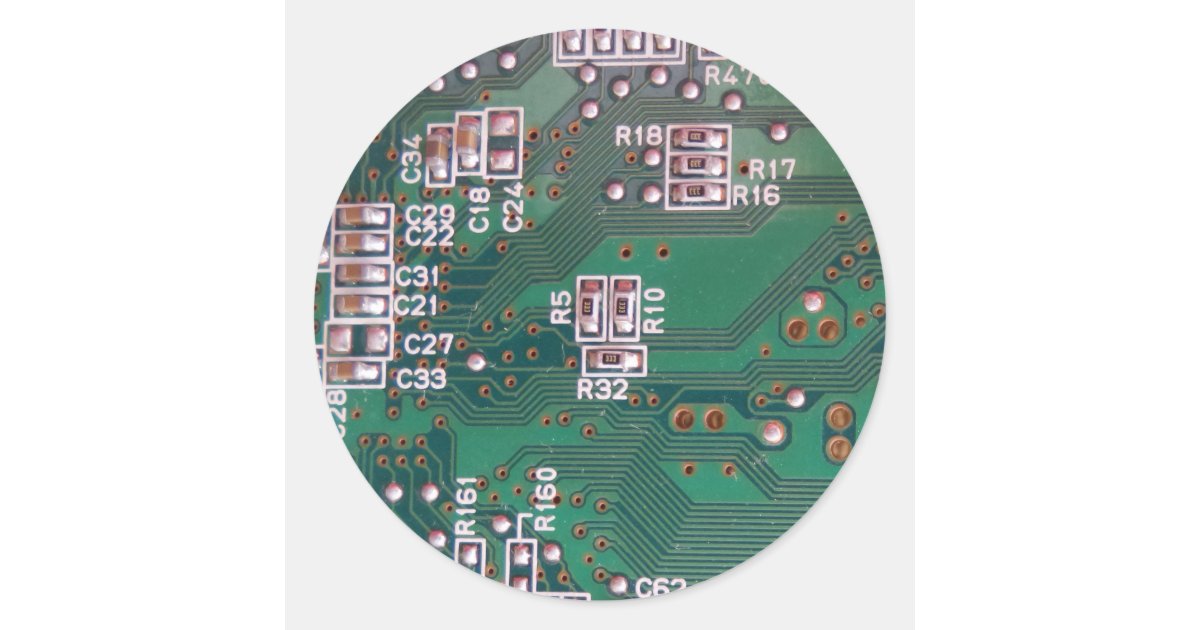 Circuit Board Round Sticker | Zazzle