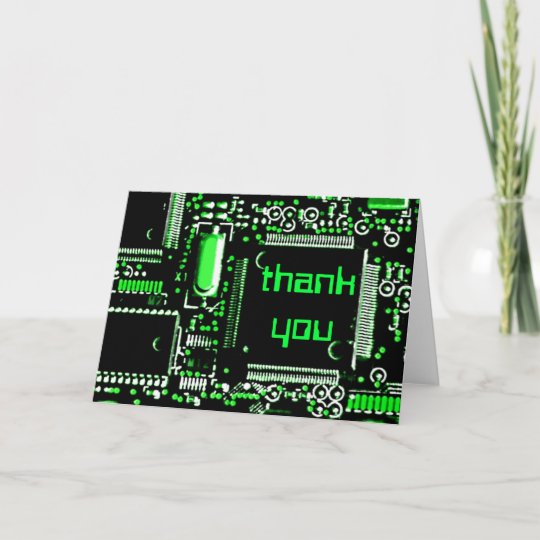 Circuit Green 2 'Thank You' greetings card | Zazzle.com