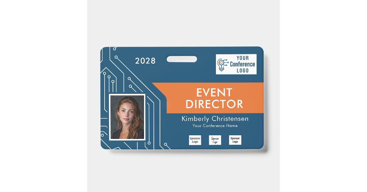 Circuit Technology Event Director Photo ID Badge | Zazzle
