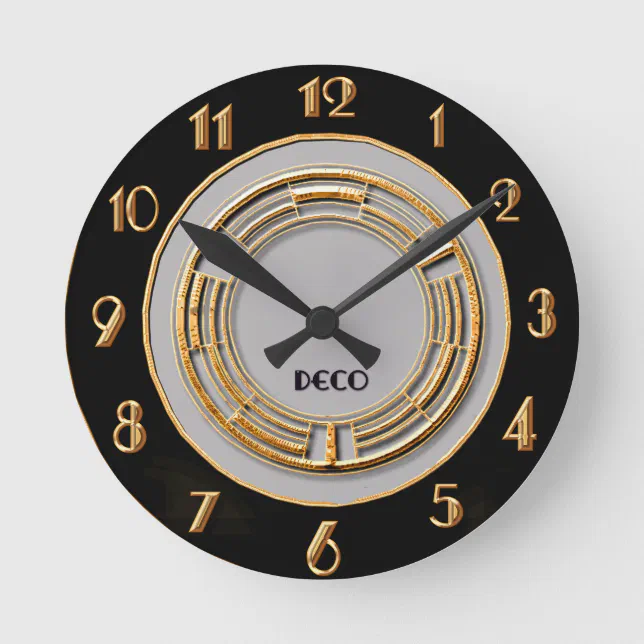Circular Art Deco Wall Round Clock | Zazzle