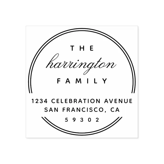 Circular Border Script Family Return Address Rubber Stamp | Zazzle