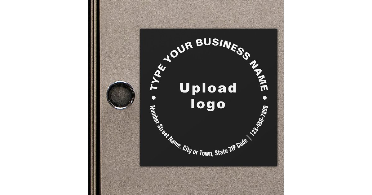 Circular Business Texts on Black Magnetic Card | Zazzle