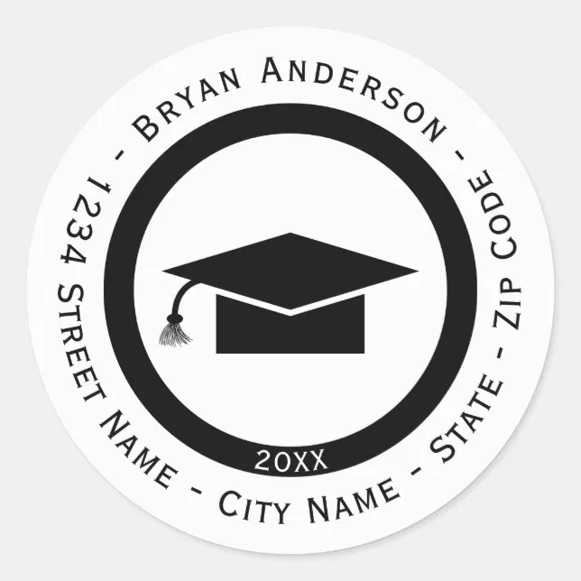Circular Graduation Cap Return Address Label | Zazzle