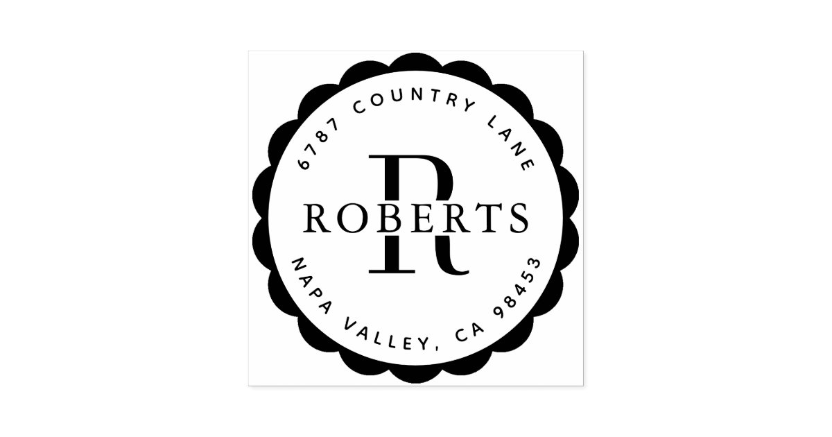 Circular Monogram Family Name Return AddresS Rubbe Rubber Stamp | Zazzle