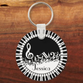 Circular Piano Keys and Jumbled Music Notes Keychain | Zazzle
