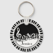 Circular Piano Keys and Jumbled Music Notes Keychain | Zazzle