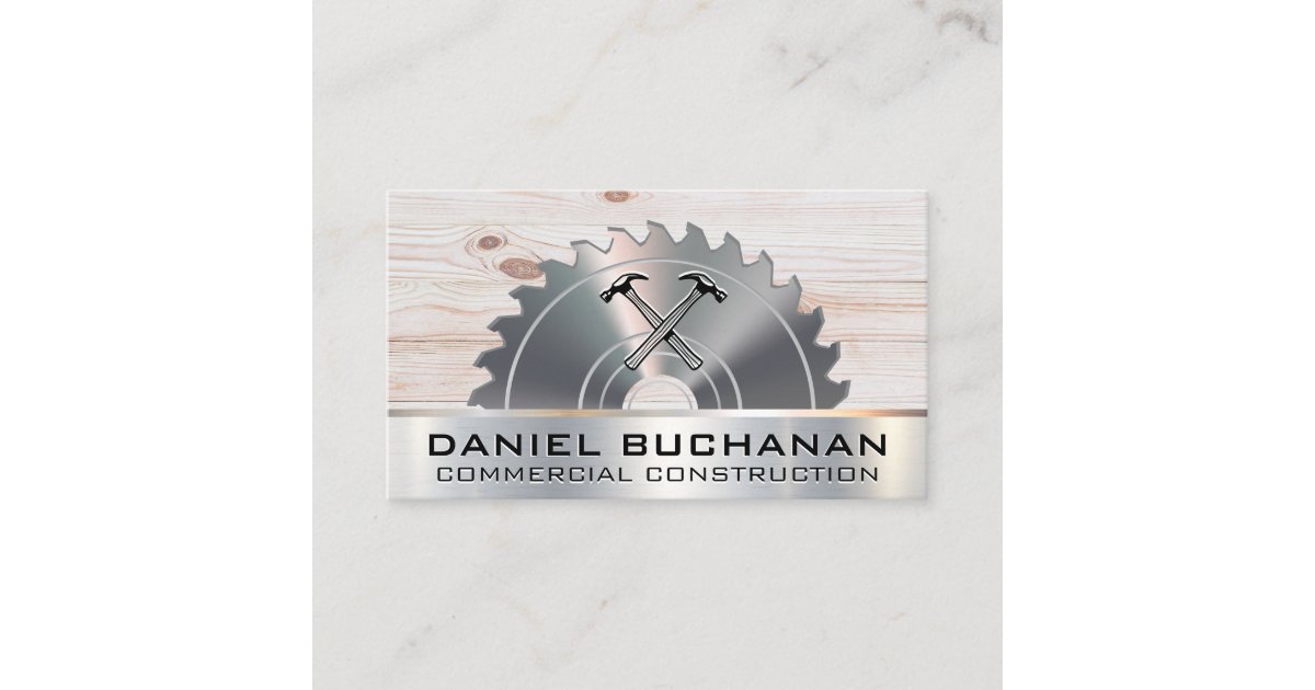 Circular Saw | Hammers | Wood | Metallic Business Card | Zazzle