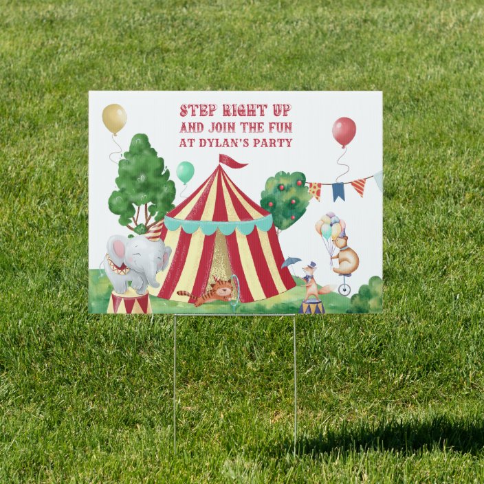 Circus Animals and Big Top Kids Birthday Party Sign | Zazzle.com