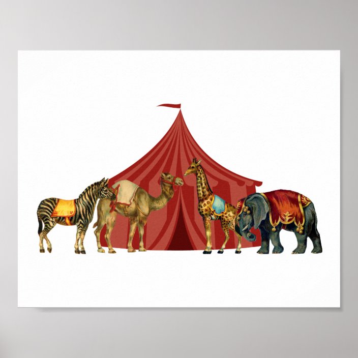 Circus Animals And Tent Poster | Zazzle.com