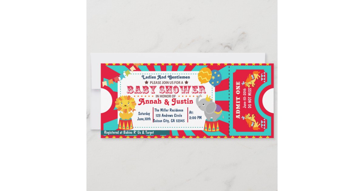 Circus baby shower invitation | Zazzle