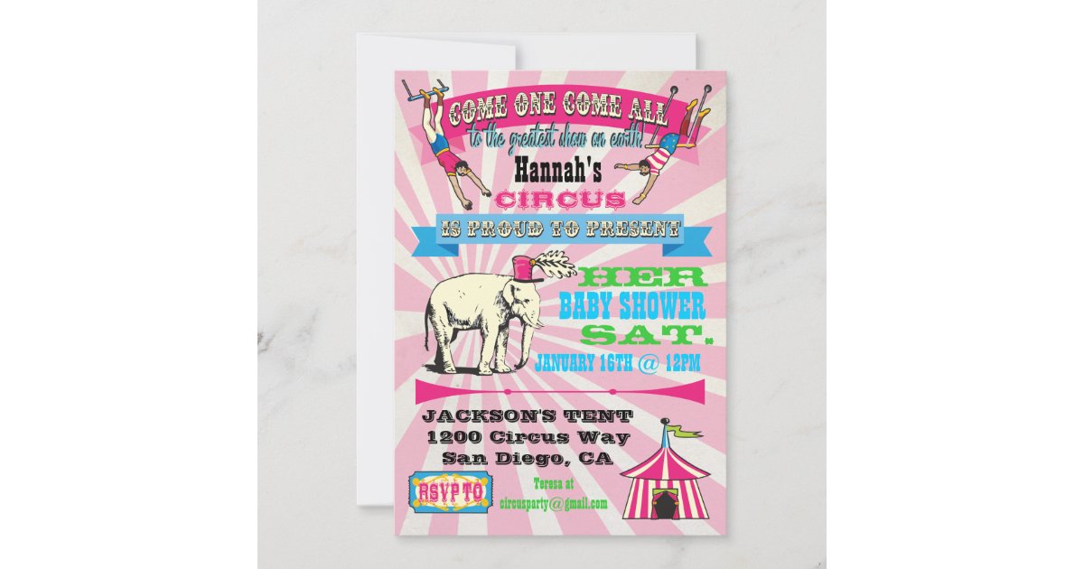 Circus Baby Shower Invitations | Zazzle