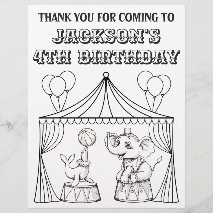 Circus Birthday Coloring Page | Coloring Sheet | Zazzle