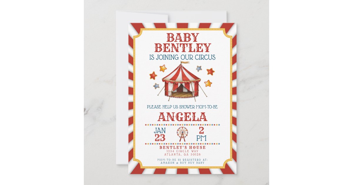 Circus Carnival Baby Shower Invitation | Zazzle