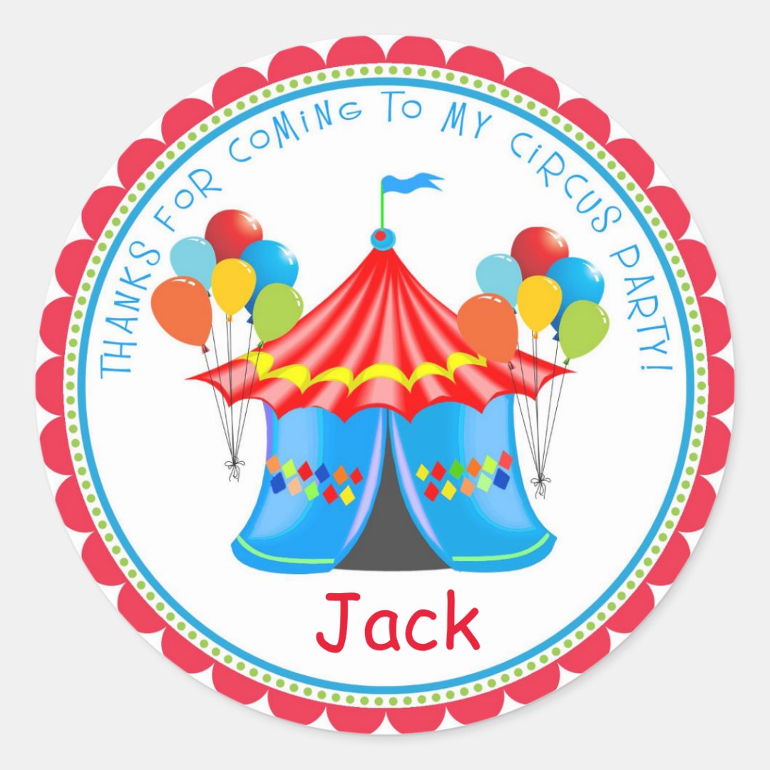 Circus Carnival Birthday Party Stickers | Zazzle