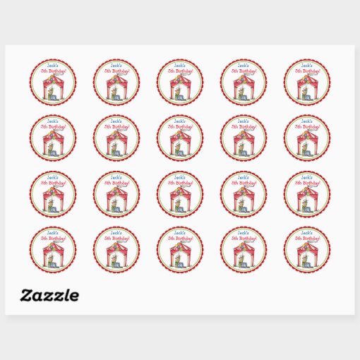 Circus Carnival Clown Birthday Party Favor Sticker | Zazzle