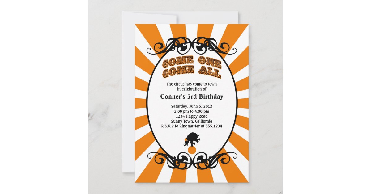 Circus Carnival Invitation Orange | Zazzle