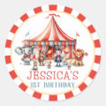 Circus Carnival Show & Animals Birthday Party Classic Round Sticker ...