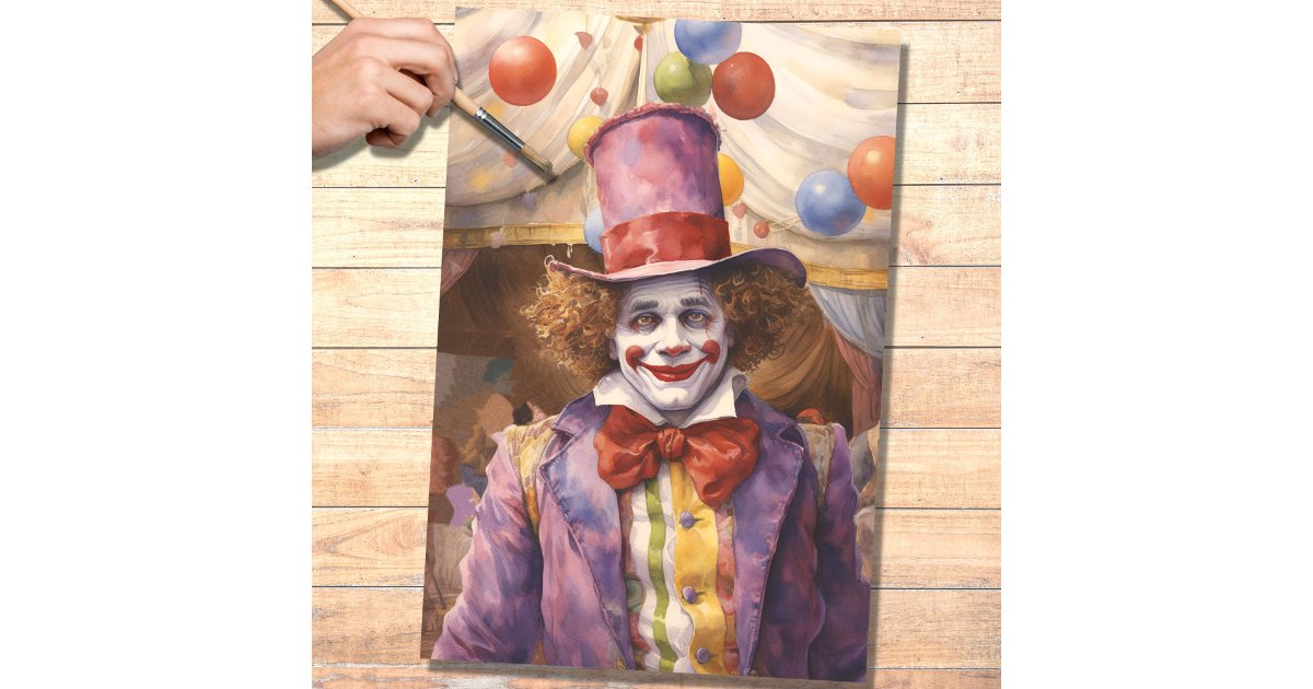 Circus Clown 5 Decoupage Paper | Zazzle