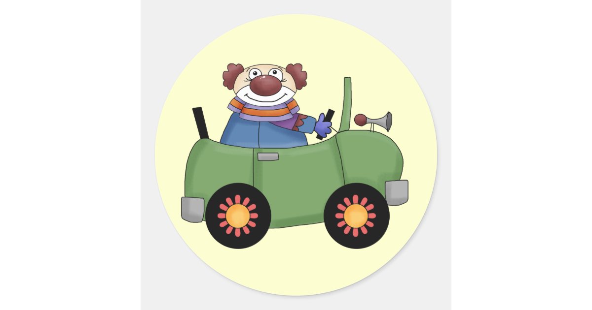 Circus Clown Car Classic Round Sticker | Zazzle