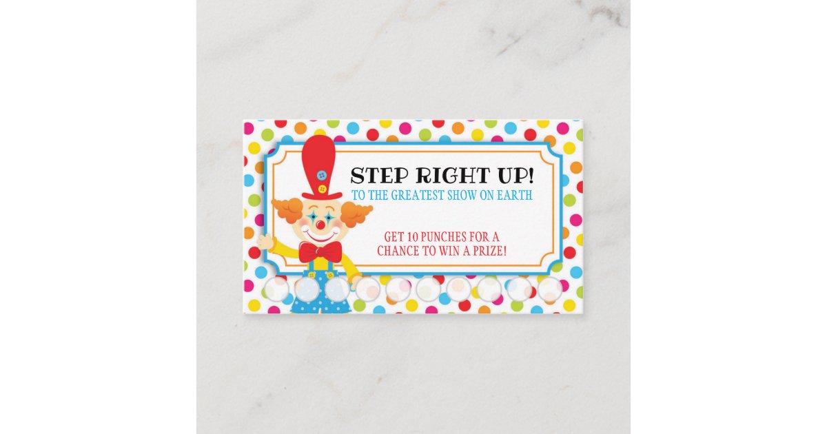 Circus Clown Punch Card | Zazzle