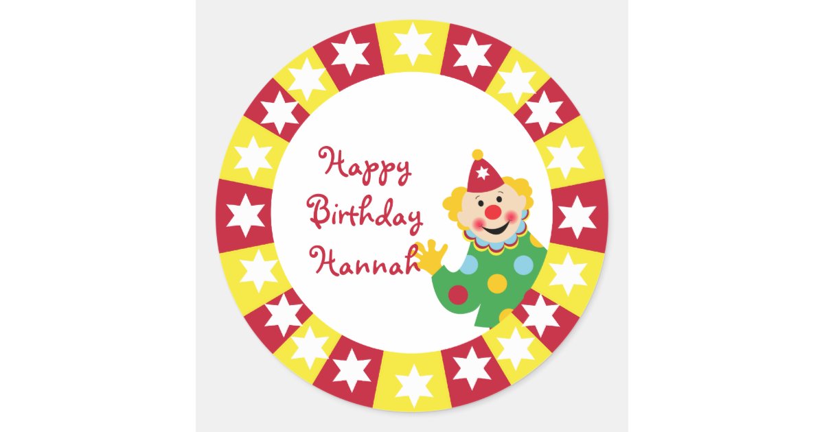 Circus Clown with Stars Stickers | Zazzle