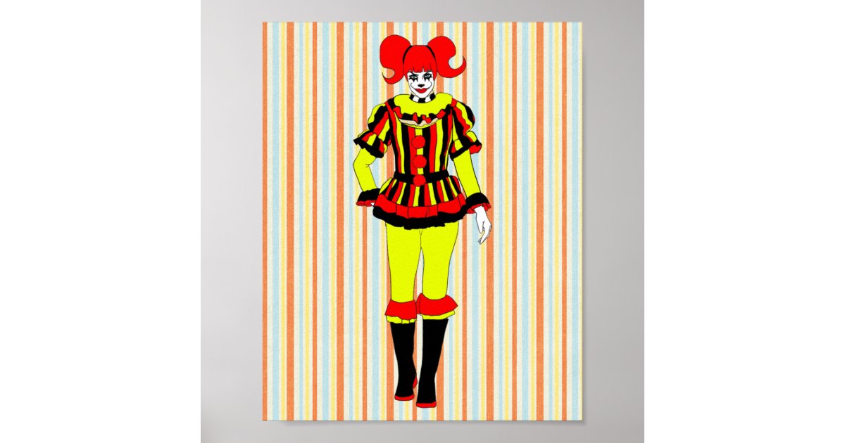 Circus Clown woman side show freak horror goth art Poster | Zazzle