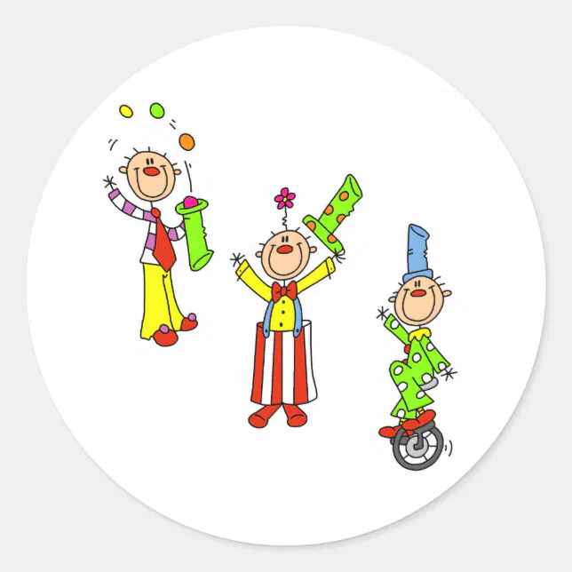 Circus Clowns Classic Round Sticker | Zazzle