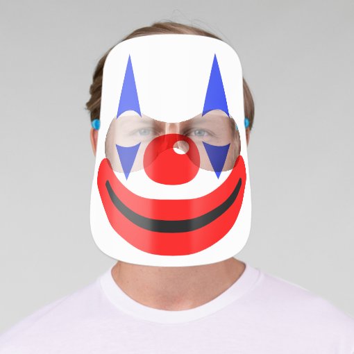 Circus Creepy Clown Makeup Bozo Face Shield | Zazzle