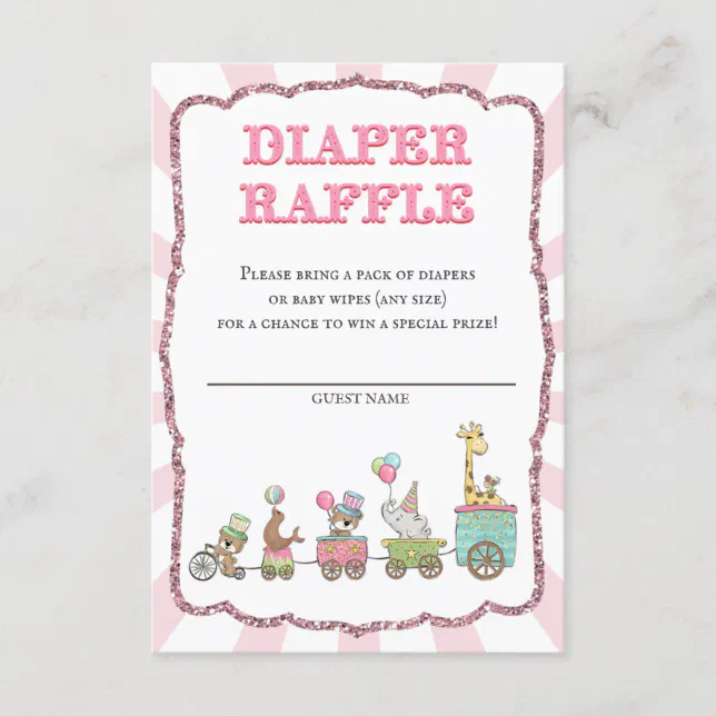 Circus Diaper Raffle Tickets Enclosure Card | Zazzle