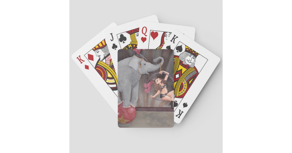Circus Elephant Acrobat Playing Card | Zazzle