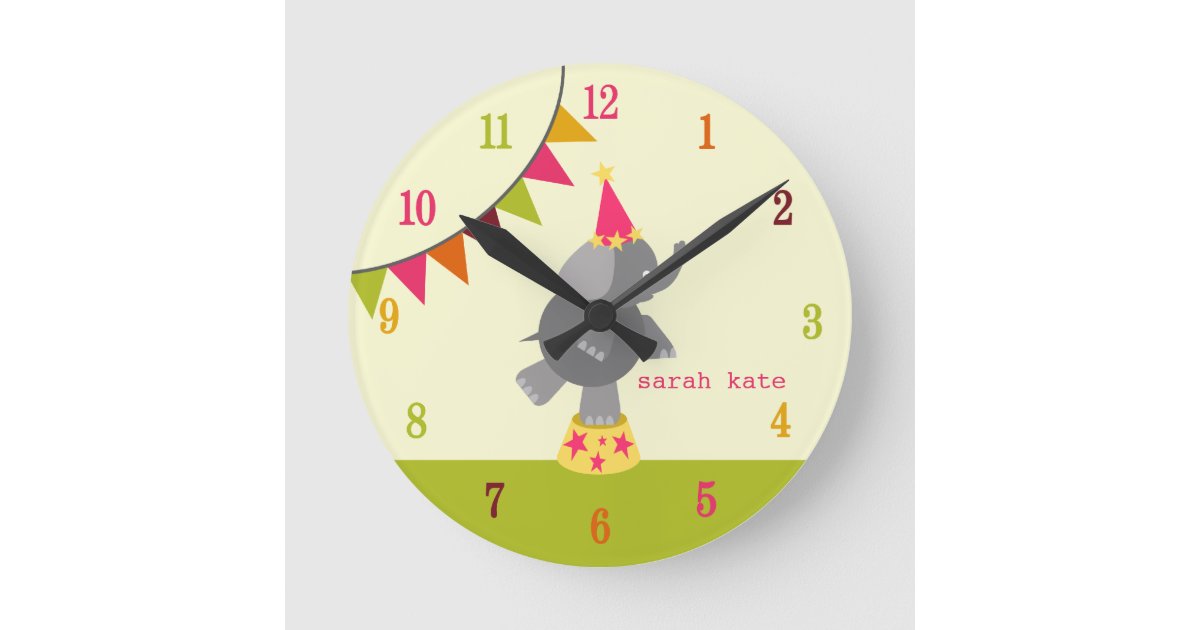 Circus Elephant & Flags Clock | Zazzle