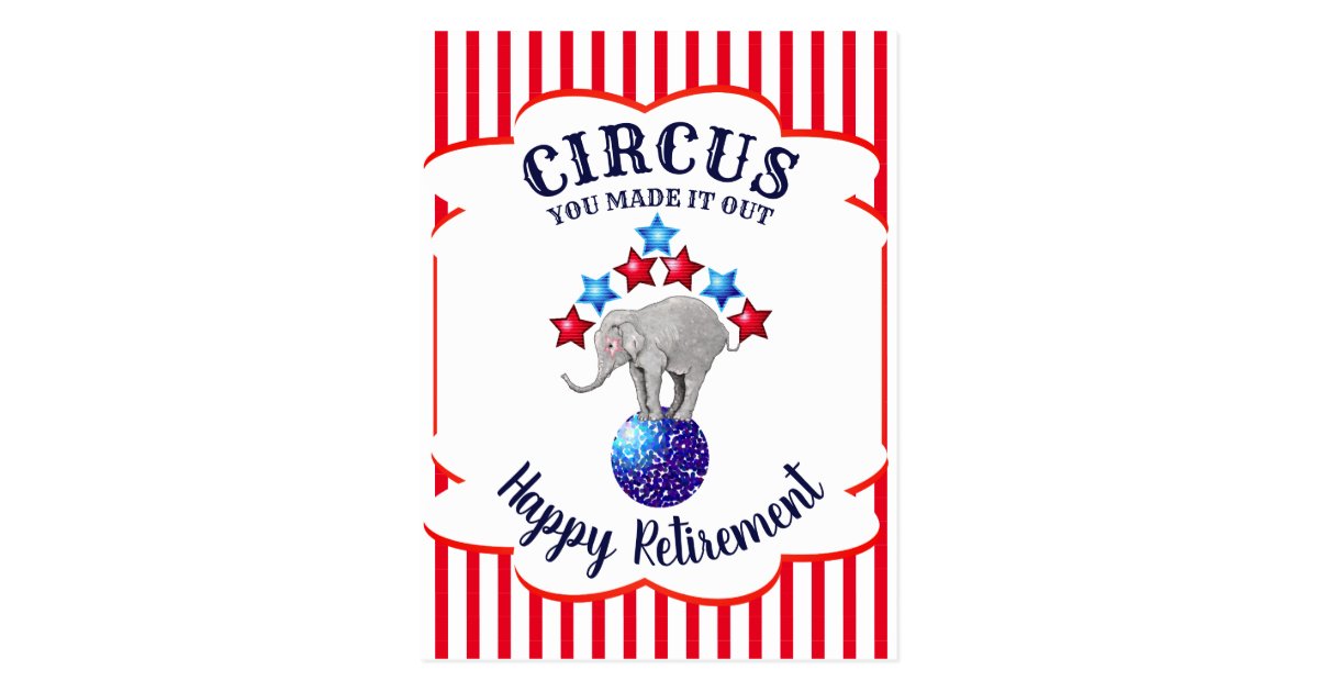 Circus Elephants Funny Retirement Postcard | Zazzle.com