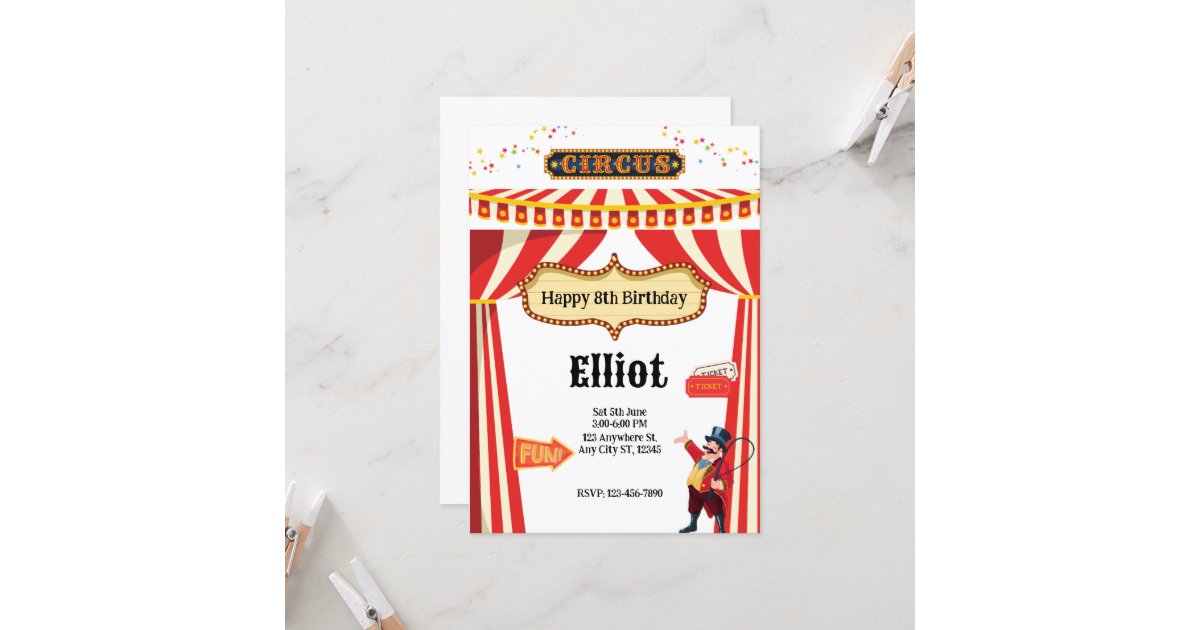 Circus Extravaganza Party Invitation Card | Zazzle