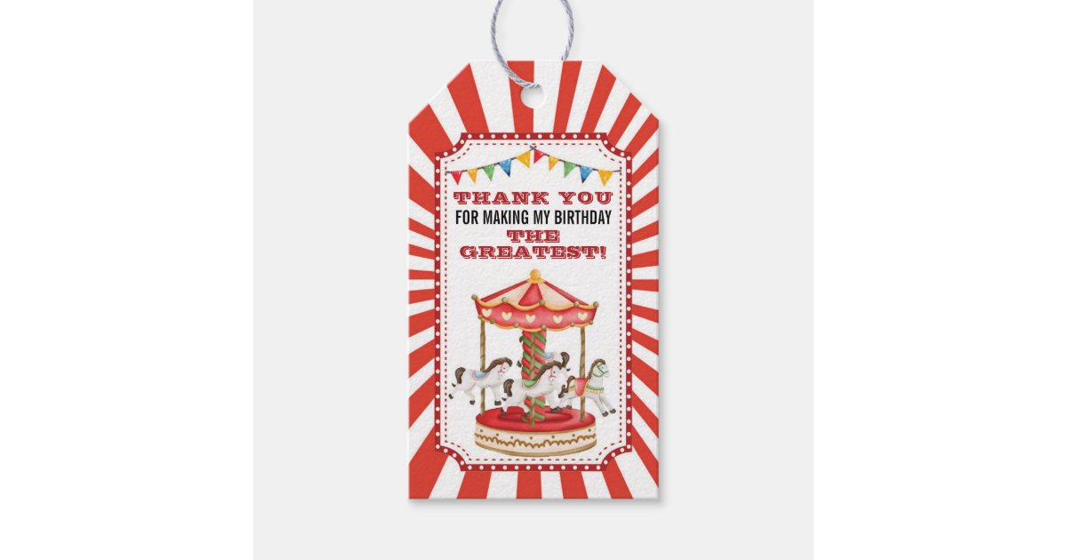 Circus favor tag topper carnival Carousels label | Zazzle