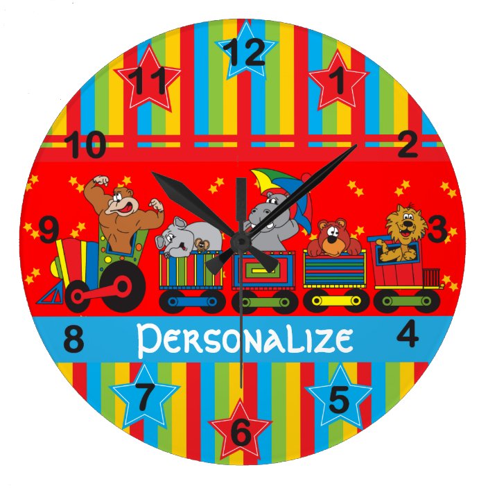Circus Fun for Everyone Nursery Theme for Baby Large Clock | Zazzle.com