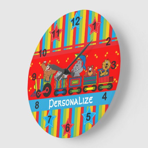 Circus Fun for Everyone Nursery Theme for Baby Large Clock | Zazzle