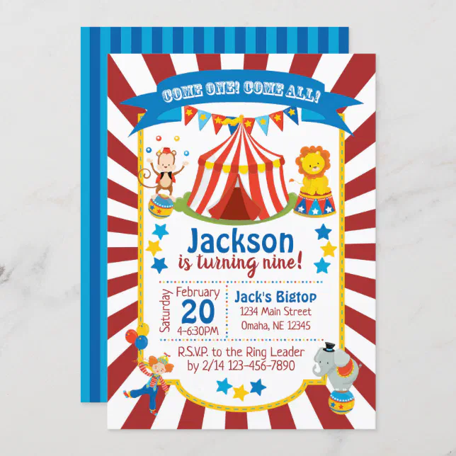 Circus Party Invitation - Circus Birthday Invite | Zazzle