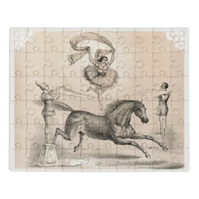 Circus Performer Jumping Over A Large Ribbon Jigsaw Puzzle | Zazzle